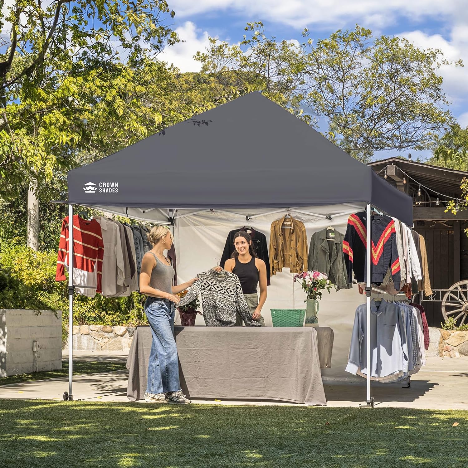 10x10 Commercial Pop Up Canopy with Sidewall – 1-Push Setup – Crown ...