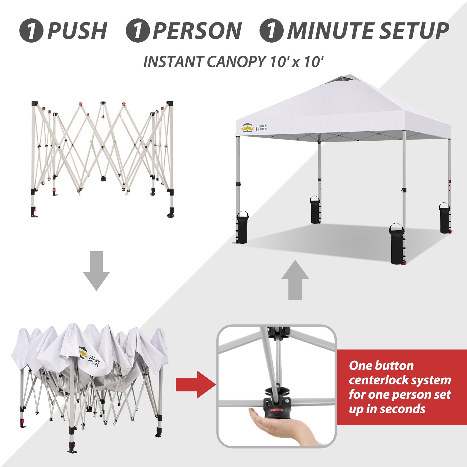 10x10 Pop Up Canopy Tent - Instant Setup, Portable for Beach/Events ...