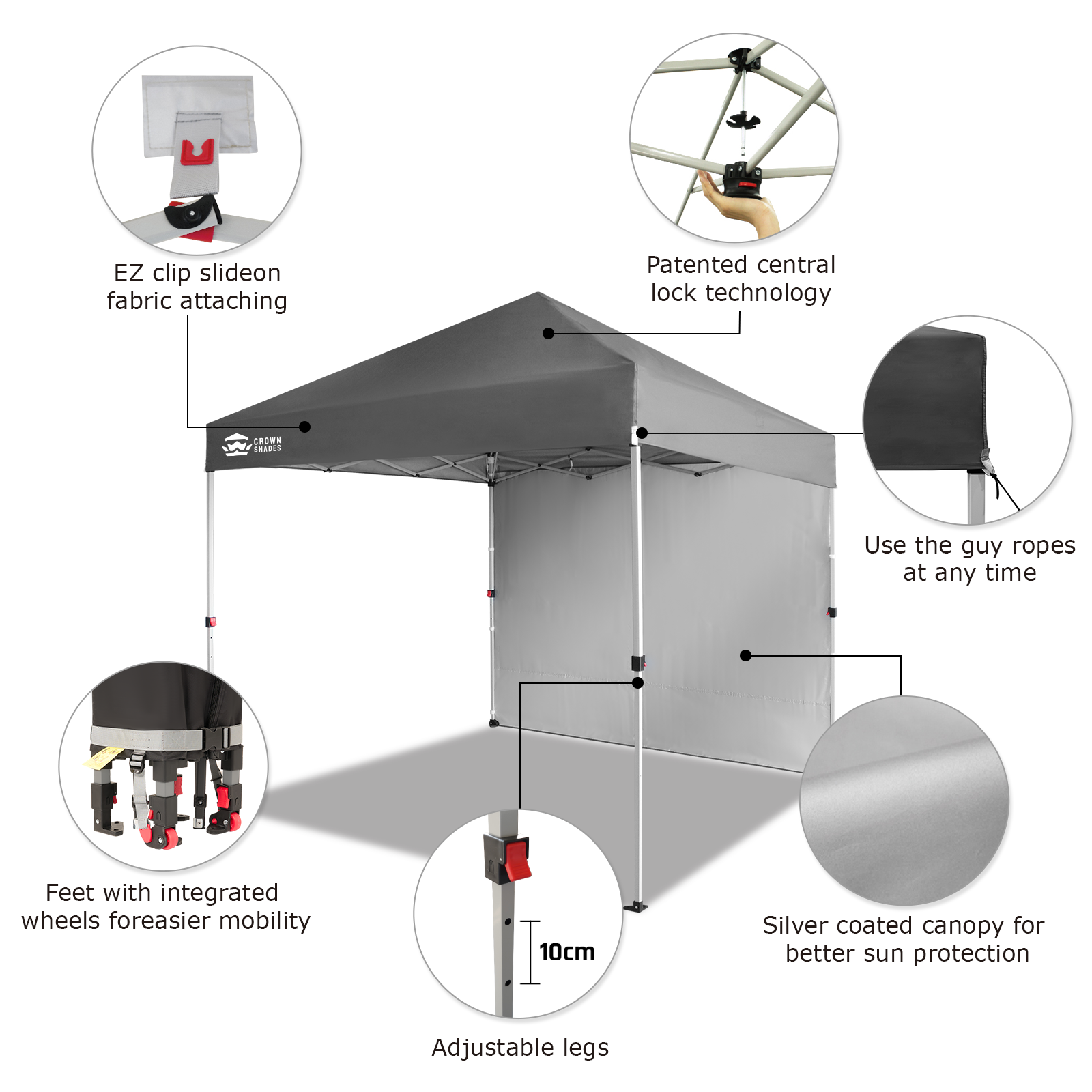 8x8 Pop Up Canopy with 1 Side Wall - CenterLOK® One Push Setup – Crown ...