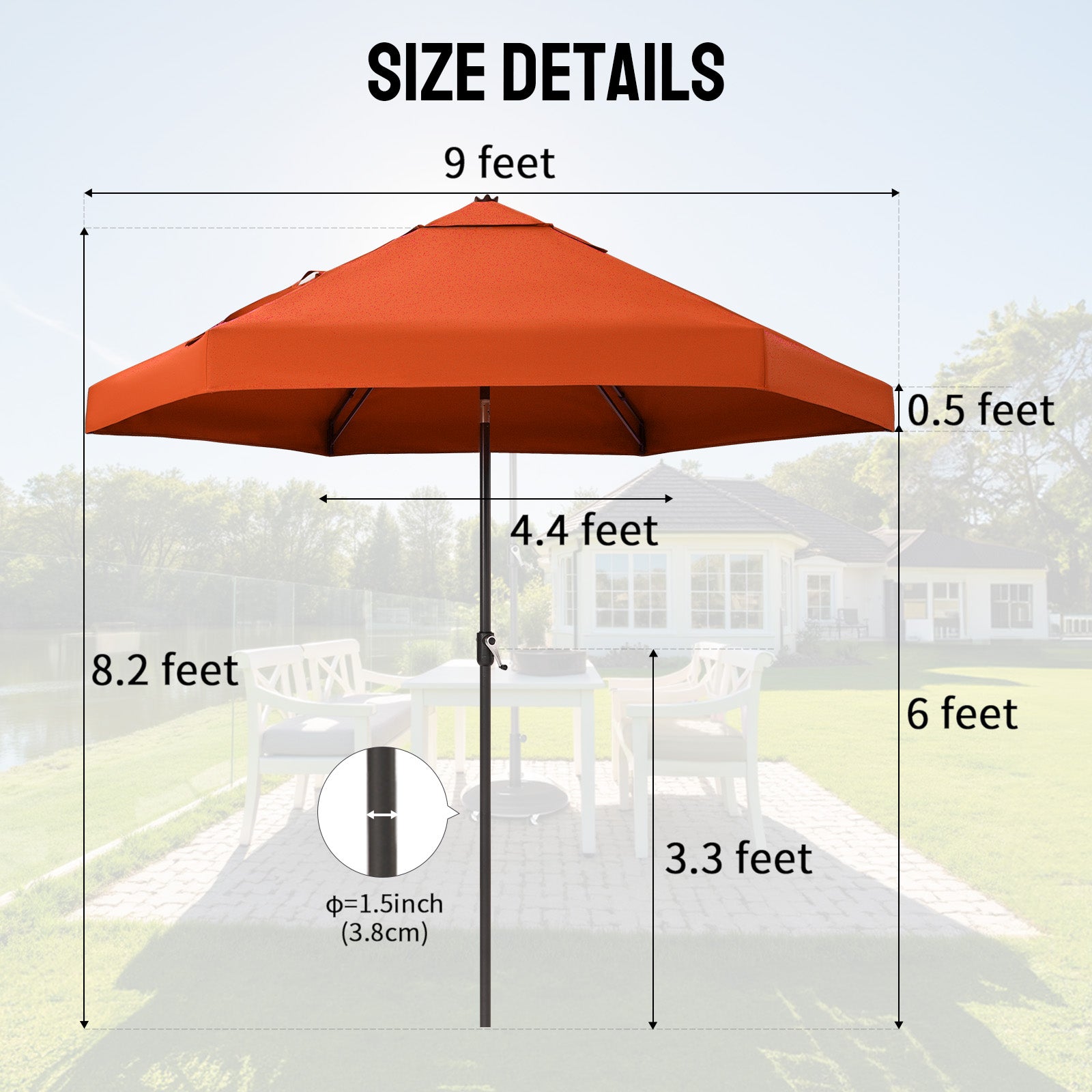 GEMINI Original Twin-Arm Umbrella – 90° Pivoting Hinge Valance, Auto T ...