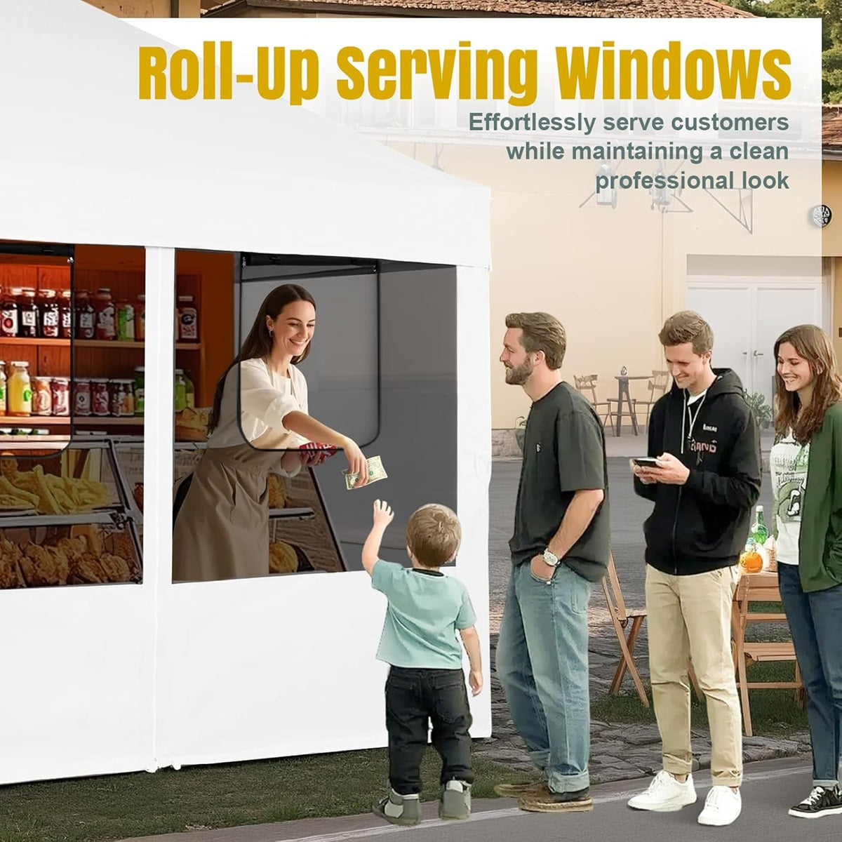 10x10 Pop Up Canopy with 4 Food Booth Sidewall Kit – Crown Shades ...