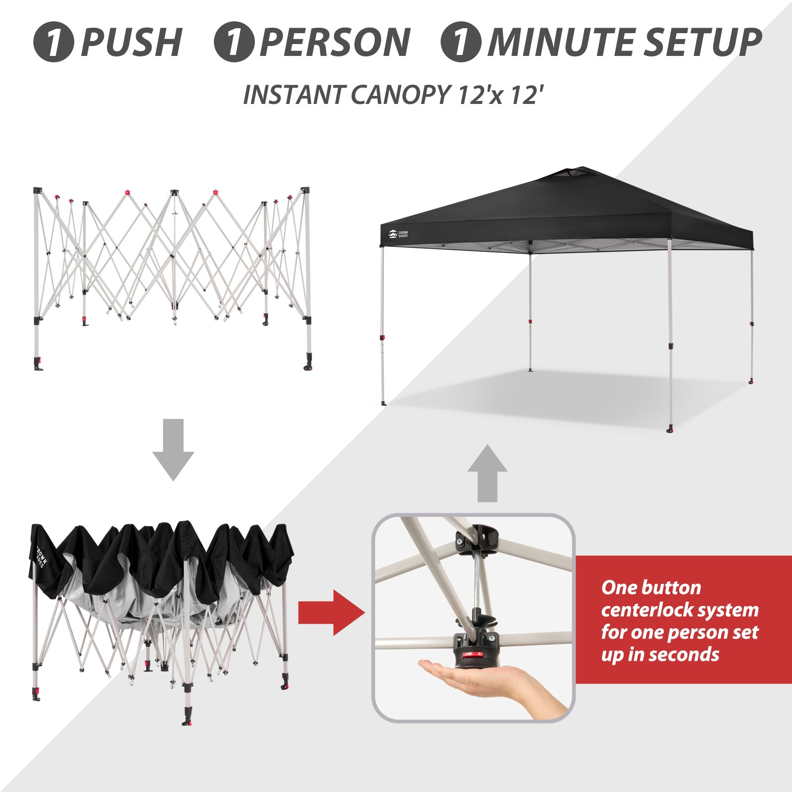 12x12 Pop Up Canopy Centerlok™ | Crown Shades® – Crown Shades - Royally ...