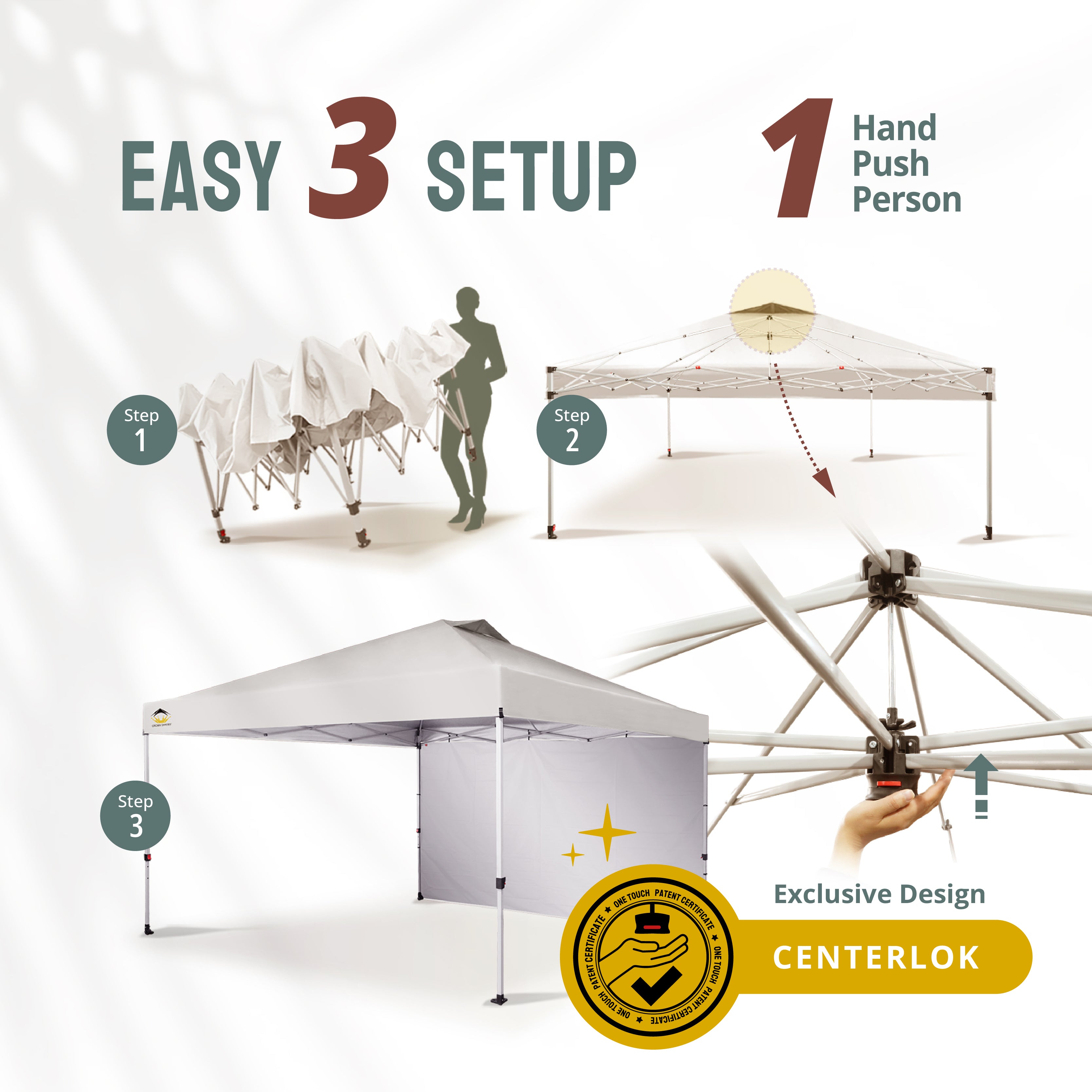 CROWN SHADES 12'x12' Pop Up Canopy with 1 Sidewall – Crown Shades ...