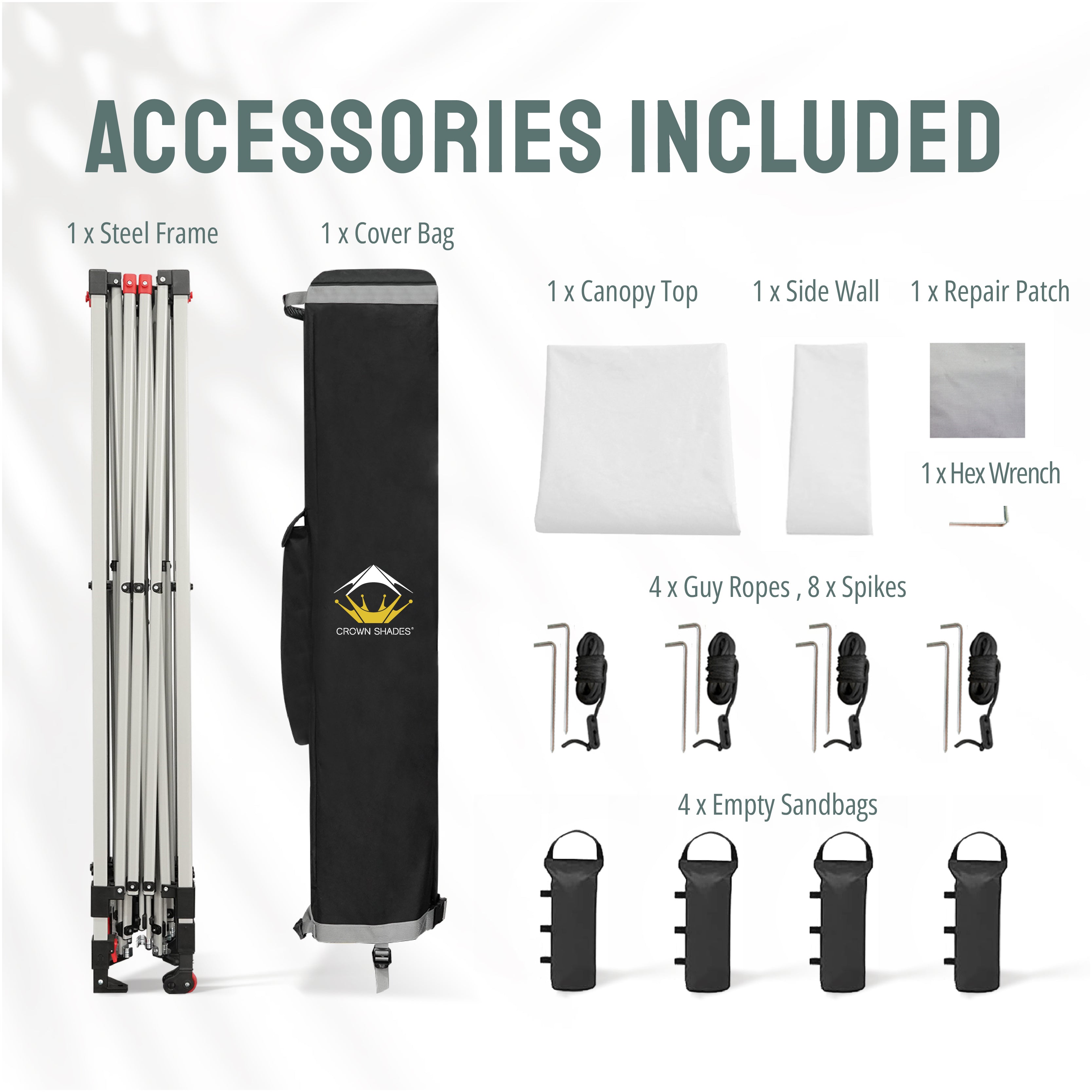 CROWN SHADES 12'x12' Pop Up Canopy with 1 Sidewall – Crown Shades ...