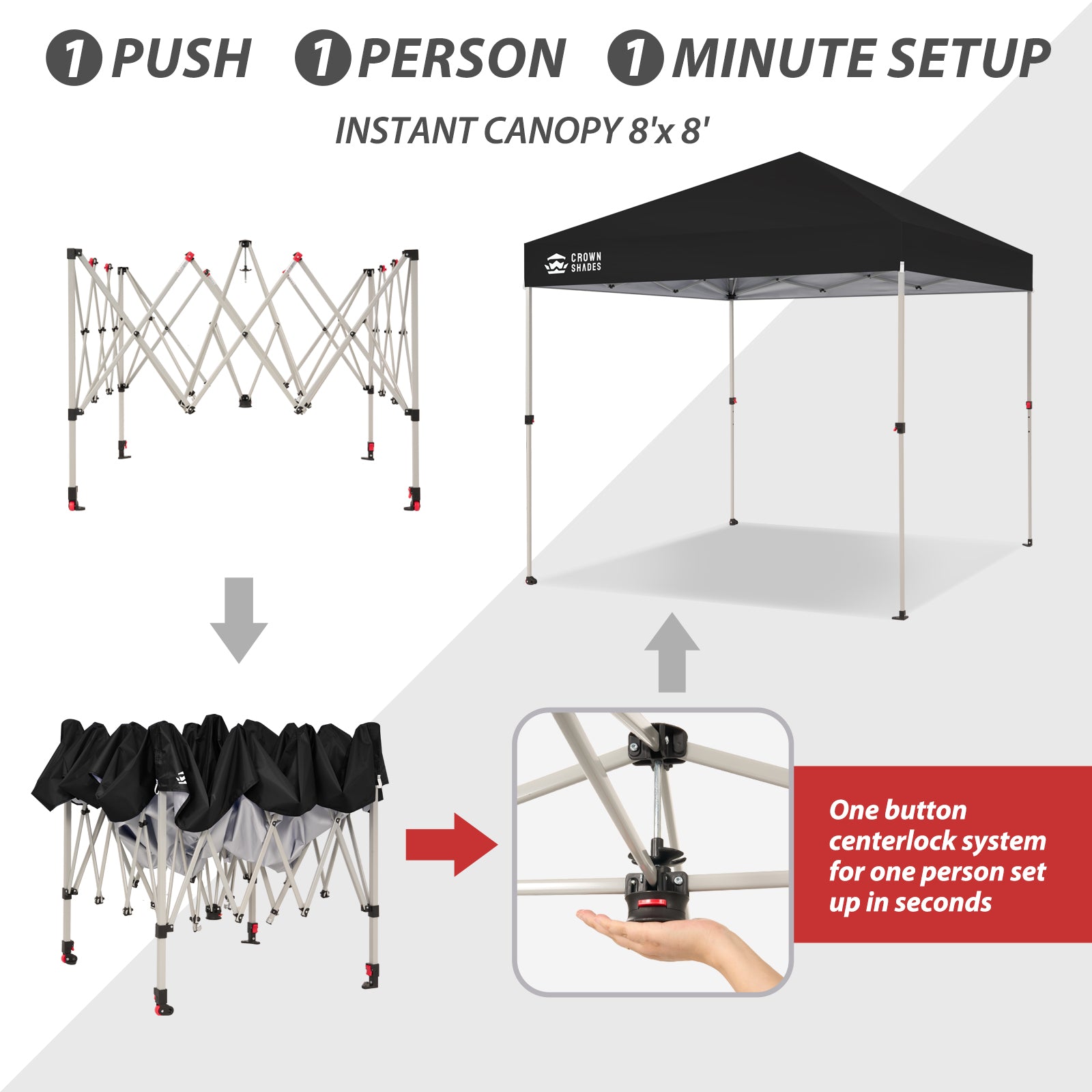 8'x8' Instant Pop-Up Canopy Tent – Grade Protection in Seconds – Crown ...