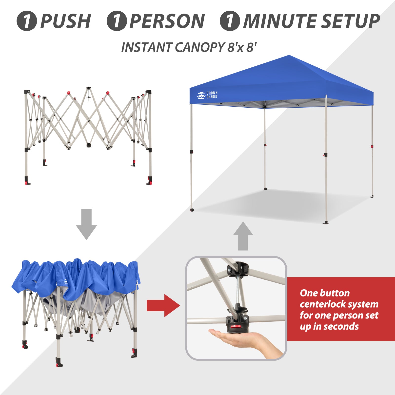 8'x8' Instant Pop-Up Canopy Tent – Grade Protection in Seconds – Crown ...