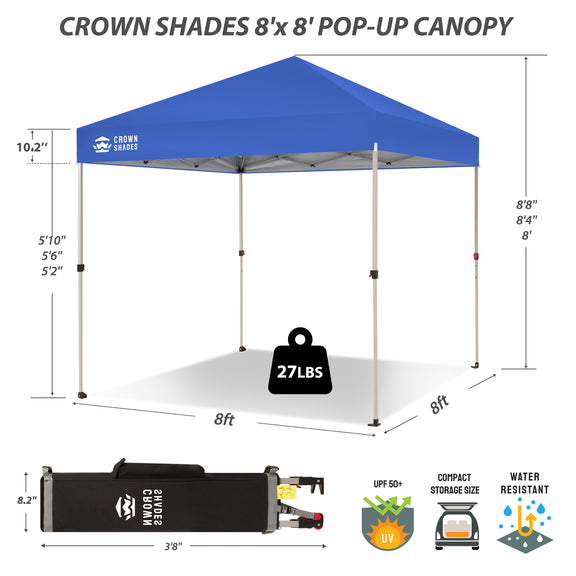 8'x8' Instant Pop-Up Canopy Tent – Grade Protection in Seconds – Crown ...