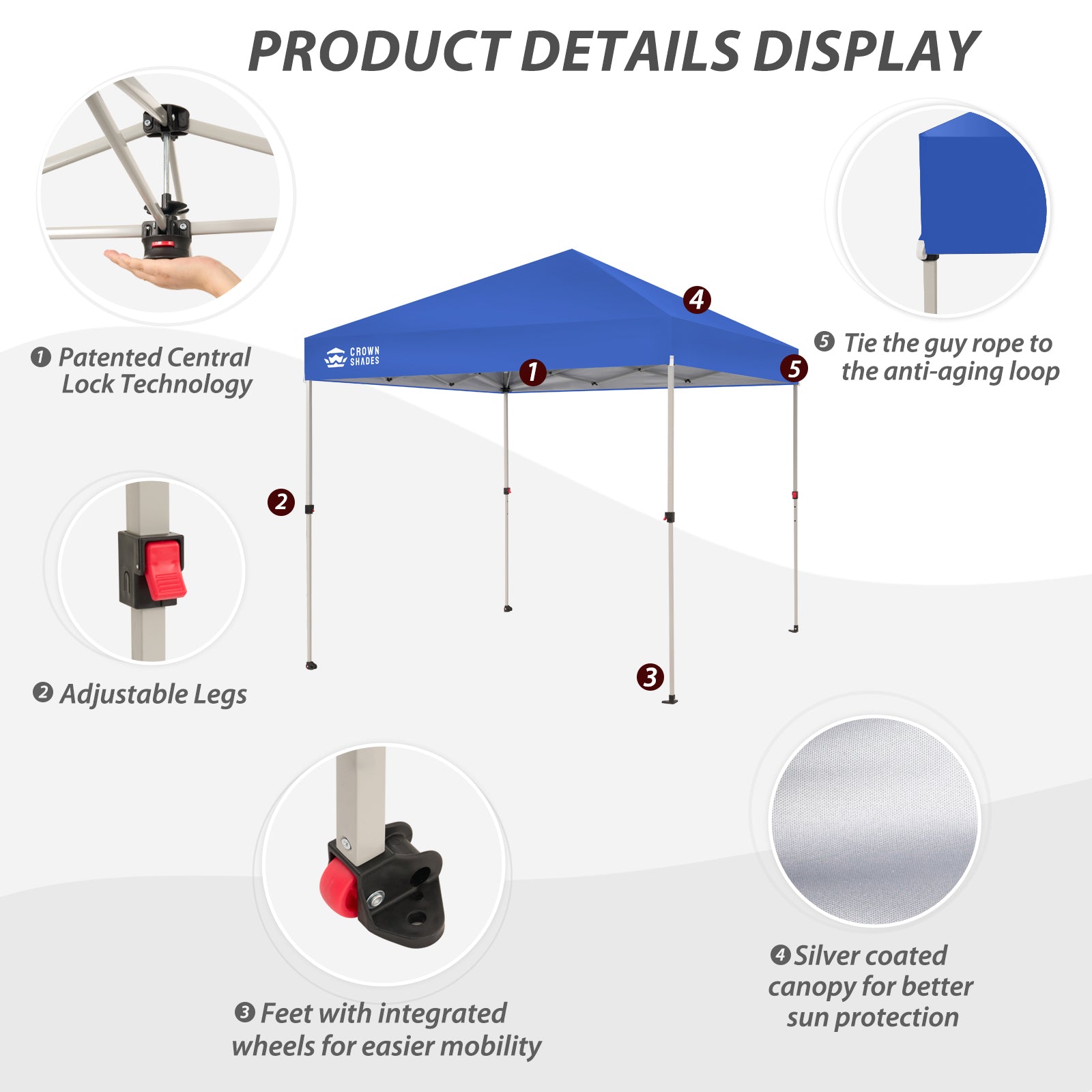 8'x8' Instant Pop-Up Canopy Tent – Grade Protection in Seconds – Crown ...