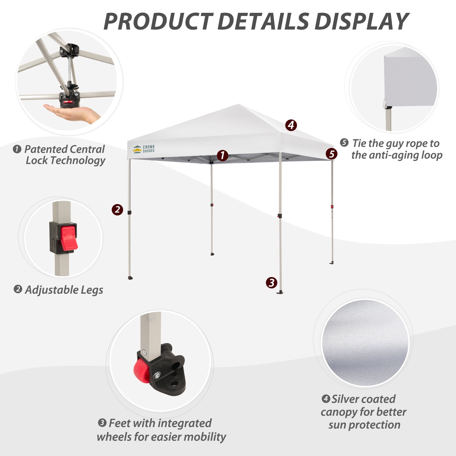 8'x8' Instant Pop-Up Canopy Tent – Grade Protection in Seconds – Crown ...