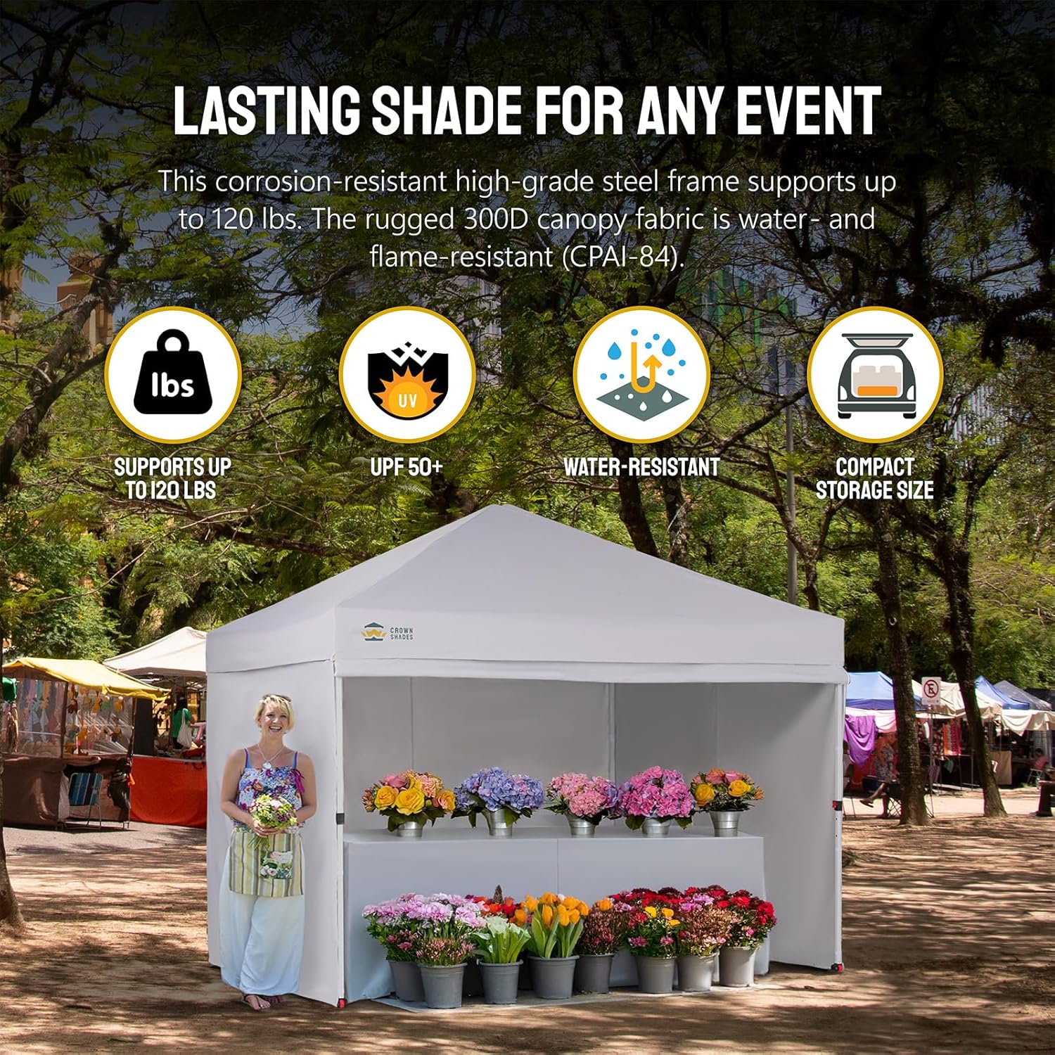 CROWN SHADES 10x10 Instant Pop-Up Canopy Tent – Easy Setup – Crown ...