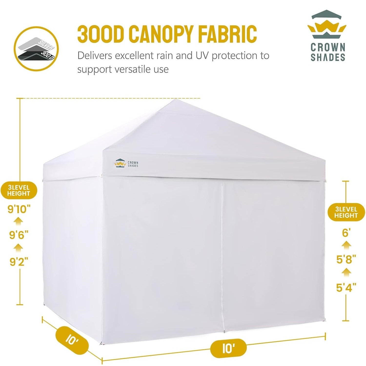 CROWN SHADES 10x10 Instant Pop-Up Canopy Tent – Easy Setup – Crown ...